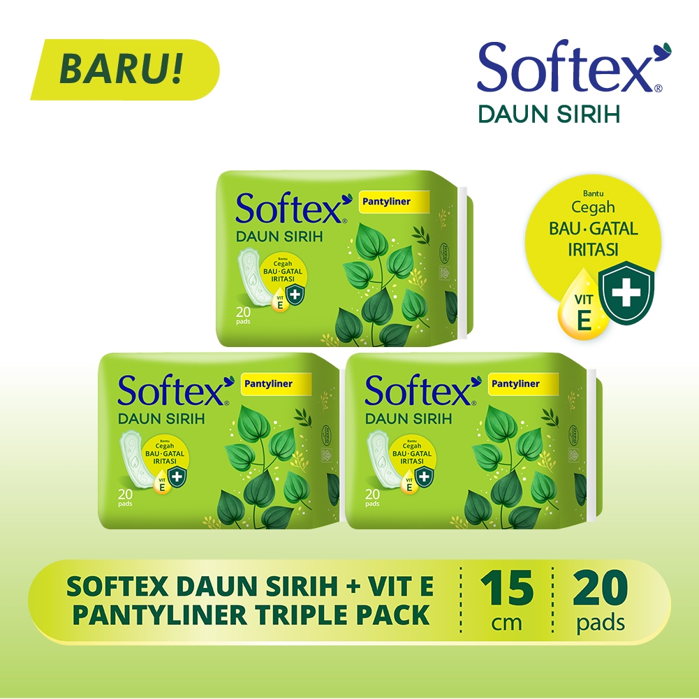 Jual Pantyliner Softex Daun Sirih + Vitamin E 20s x 3 Pack - Pantyliner Daun Sirih | Shopee ...