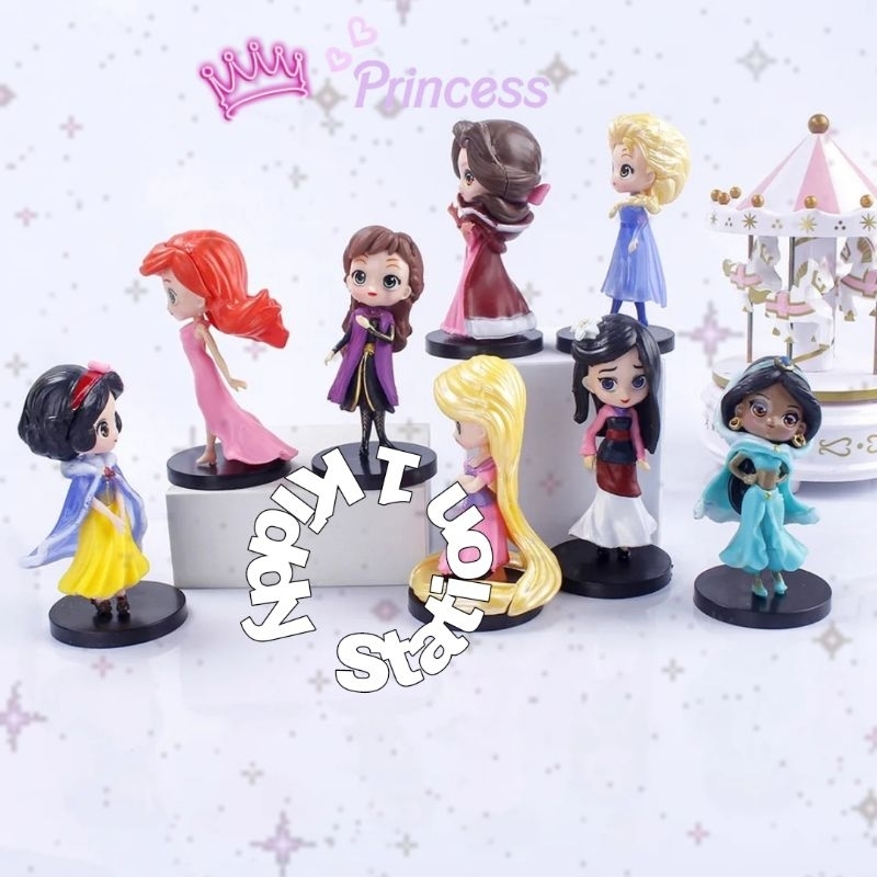 Jual figure princess set 8 pcs elsa ana jasmine snow white belle ...