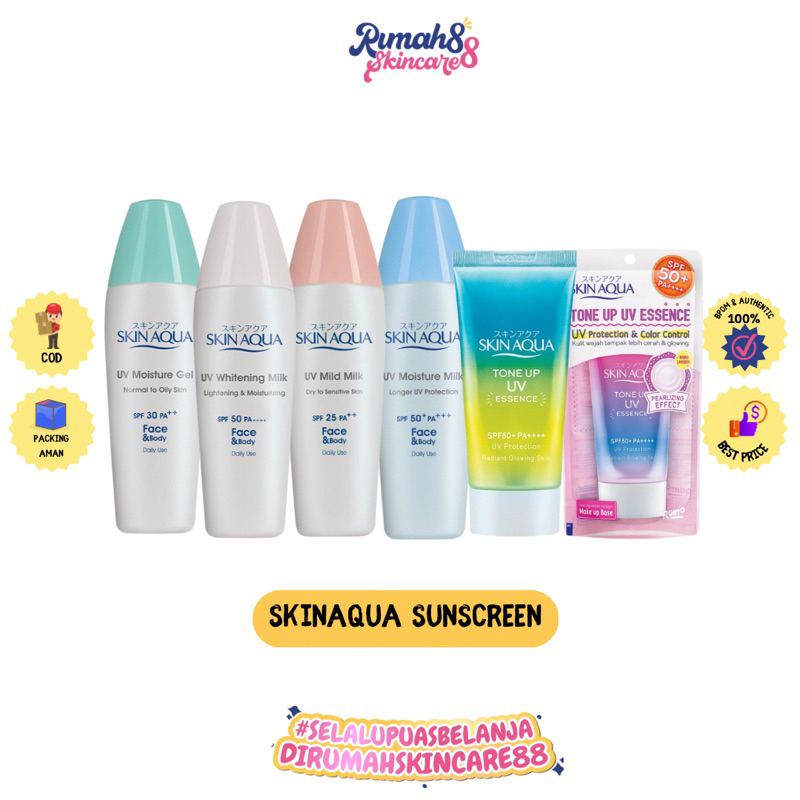 Jual SKIN AQUA UV Sunscreen Moisture Milk / Mild / UV Mist / Gel ...