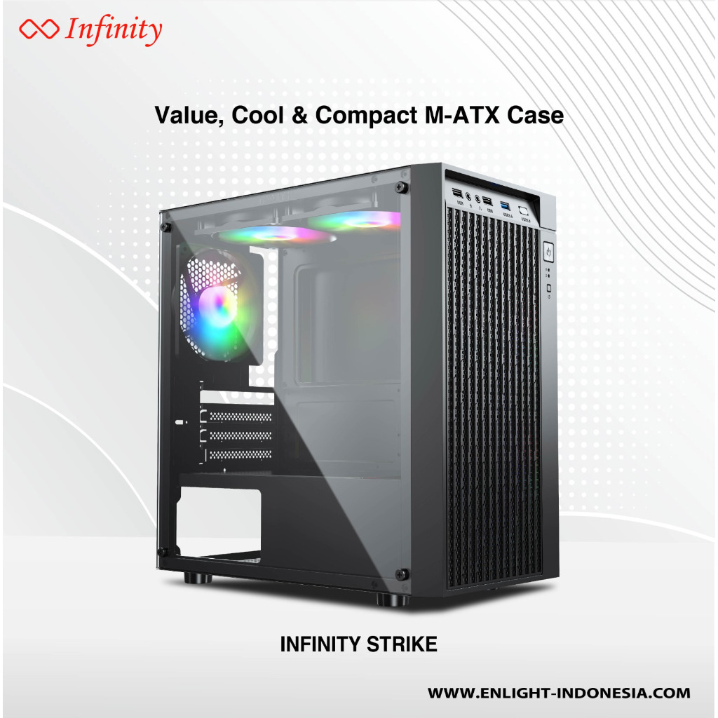 Jual Casing Infinity STRIKE - mATX Gaming Case - INCLUDE 3 FAN | Shopee ...