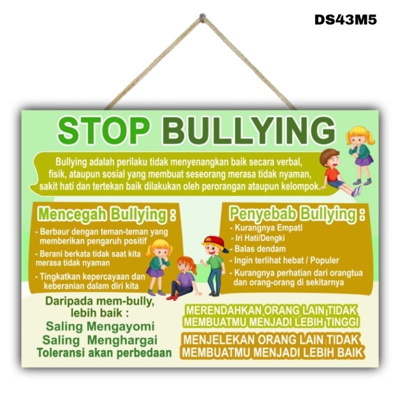 Jual Hiasan dinding Poster STOP BULLYING Gantungan dinding edukasi sekolah anak pajangan dinding ...