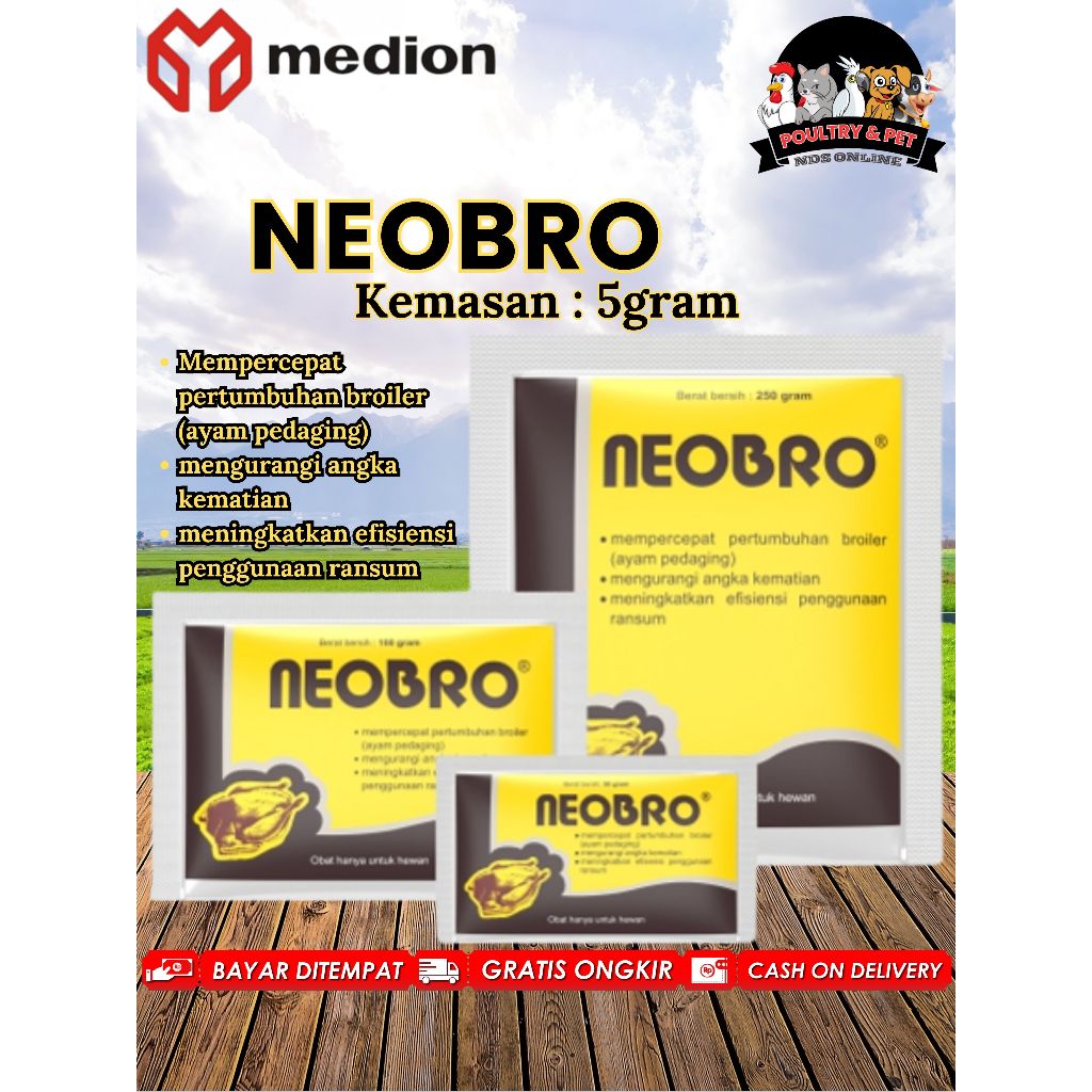 Jual NEOBRO 5gr Obat Ayam, Bebek, Itik, Burung, Unggas MEDION / Sachet ...