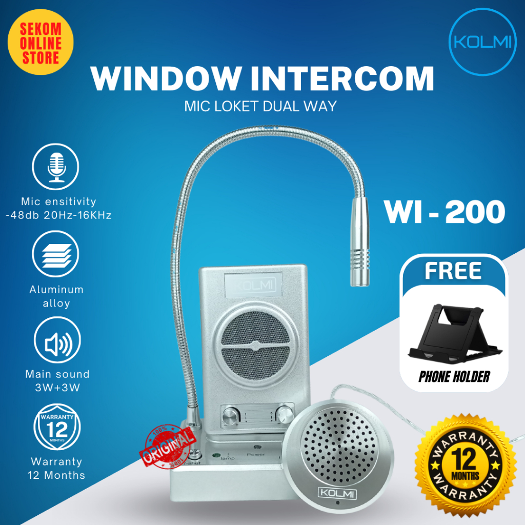 Jual KOLMI Dual Way Window Counter Intercom - Mic Loket Kasir 2 Arah WI ...