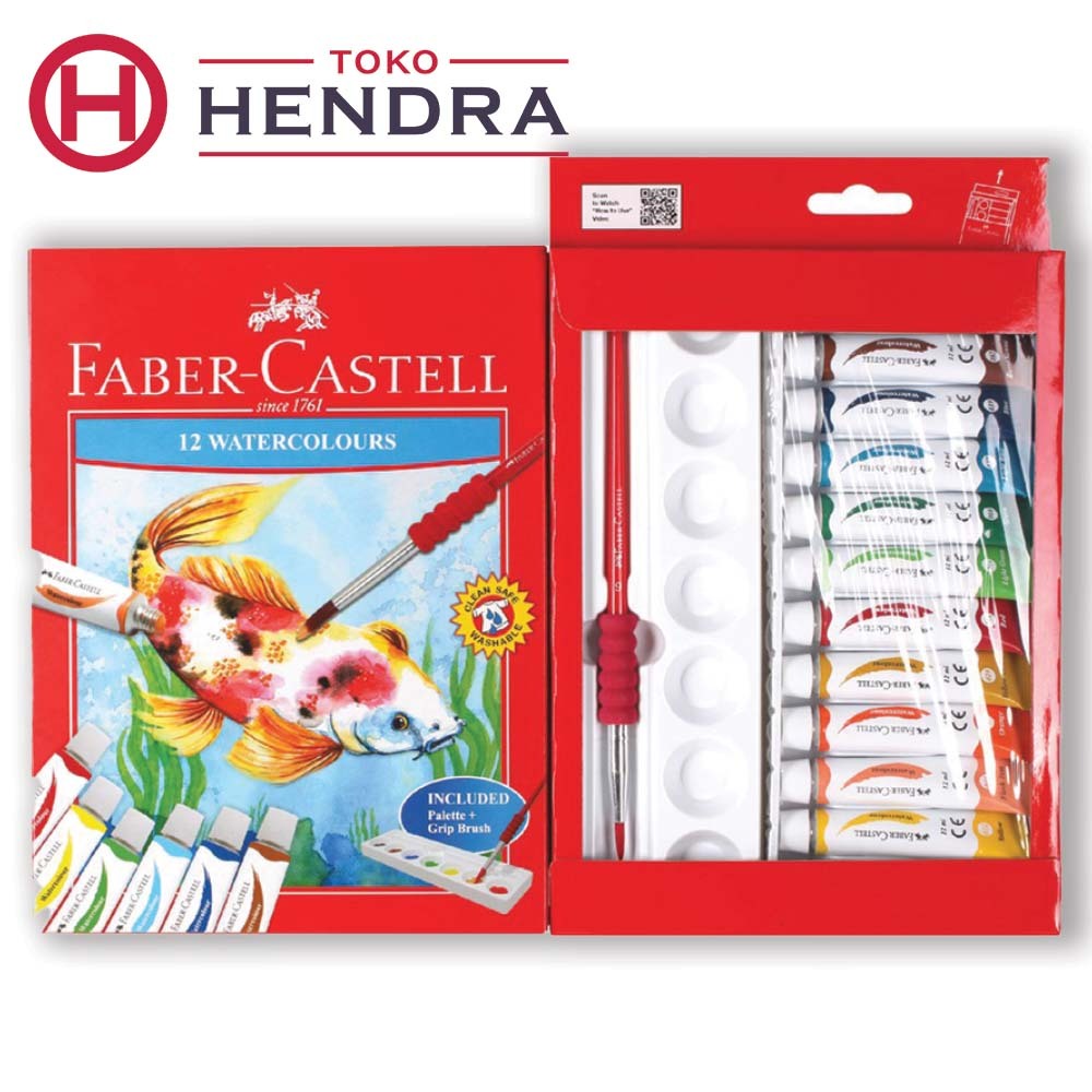 Jual Cat Air Faber-Castell Watercolour tube 12 ml - 12 Warna | Shopee ...
