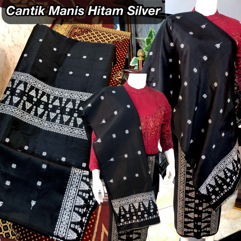 Jual Songket Cantik Manis tretes mider / Hitam Silver /Songket Tenun ...