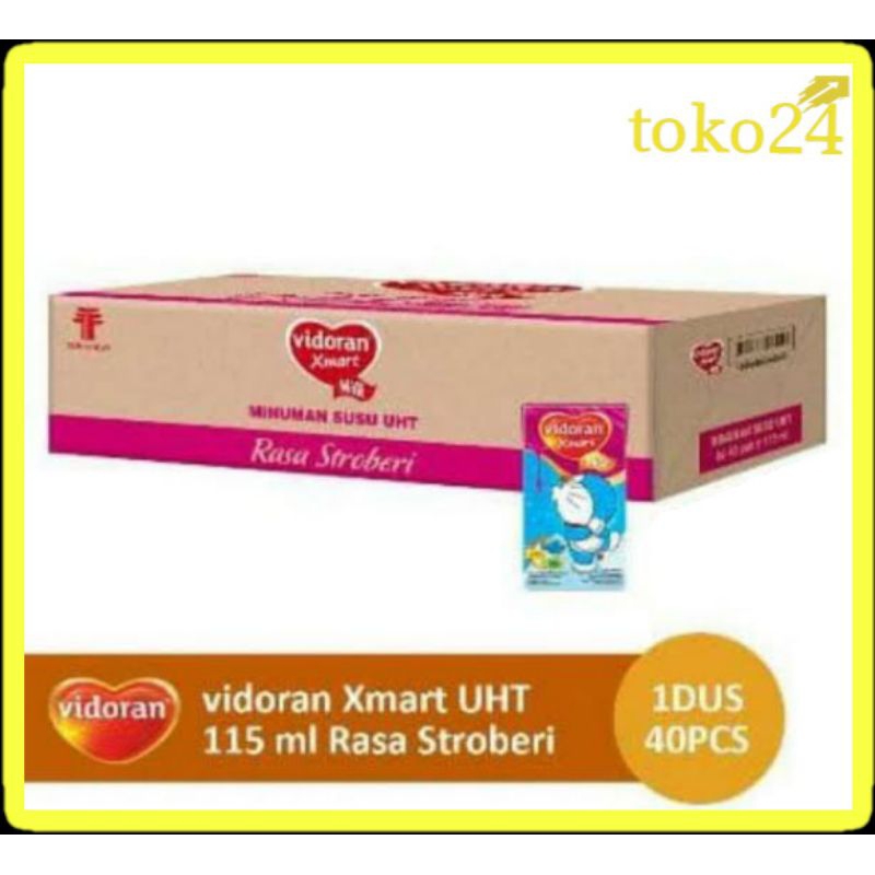 Jual Vidoran Xmart UHT Stroberi Milk 110 ml 1 Dus isi 40 | Shopee Indonesia