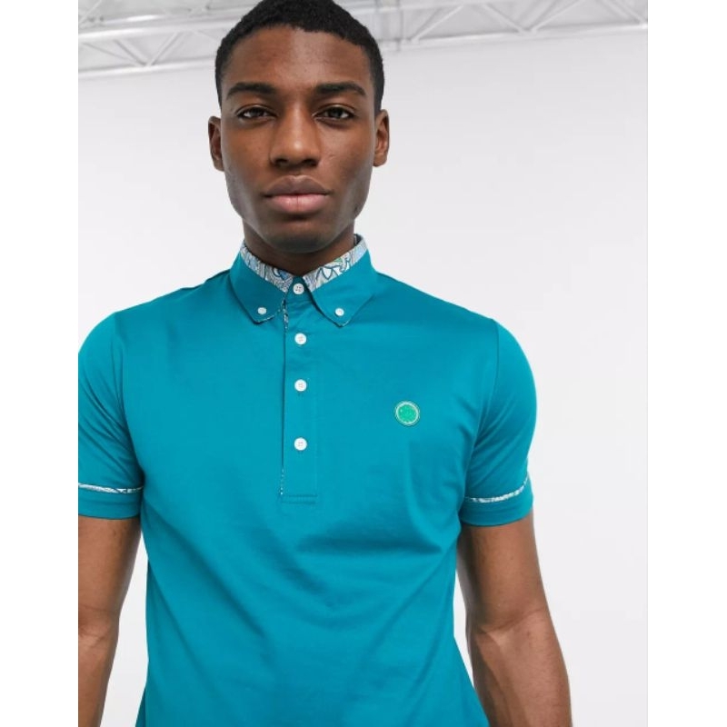 Jual Pretty Green Paisley Print Collar Polo Shirt Green Original ...