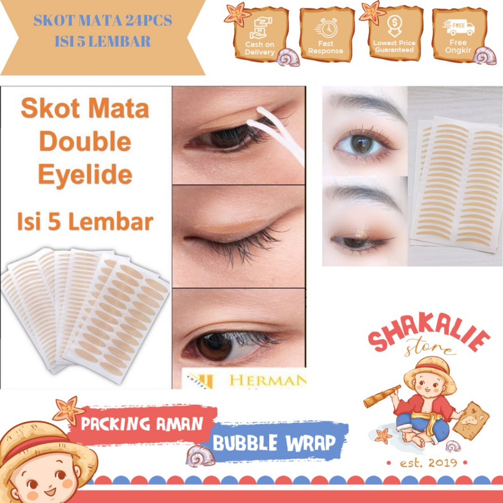 Jual Skot Mata Eyelide 24 Pasang isi 5 Lembar Double Eyelid Stickers Tape Stiker Kelopak ...