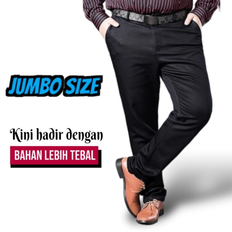 Jual Celana Ukuran Jumbo Pria Bahan Hitam Kerja Kantoran | Shopee Indonesia