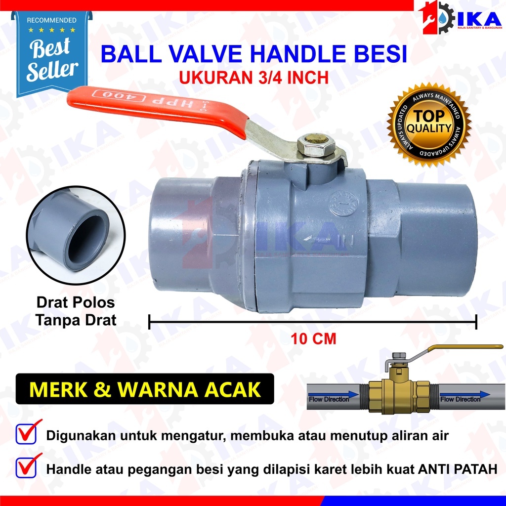 Jual Ball Valve 1/2 3/4 1Inci PVC HPP / Stop Kran Pipa Ballvalve PVC 1/2” HPP / Stop Keran 1/2 ...