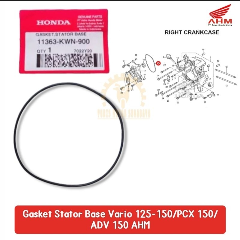 Jual AHM 11363-KWN-900 Gasket Stator Base karet oring dudukan spul ...