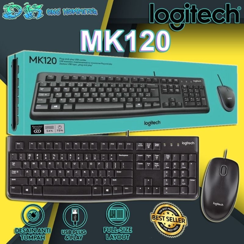 Jual Keyboard Mouse Logitech Mk120 Usb Kabel Shopee Indonesia