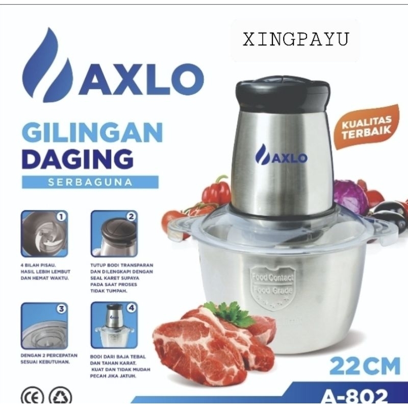 Jual Blender Chopper AXLO 802 22 Cm Penggiling Daging Serbaguna ...