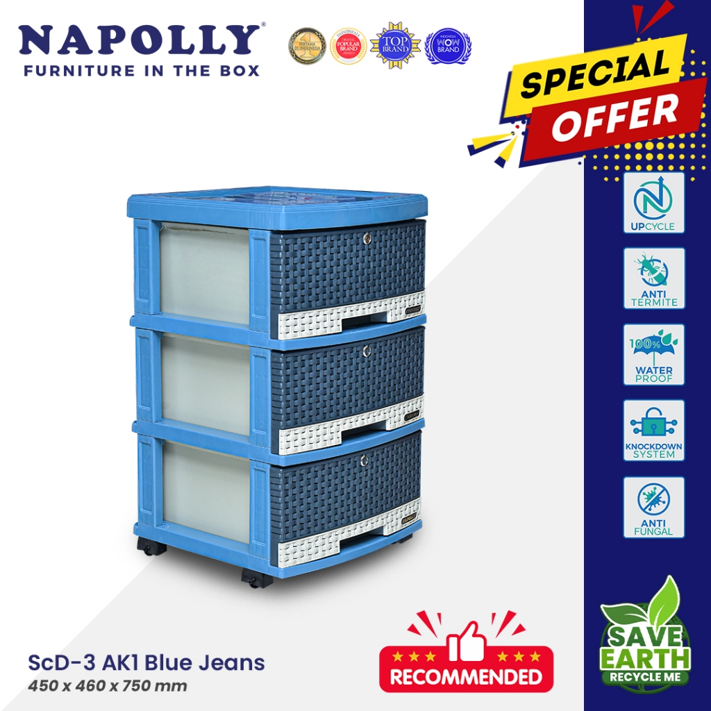 Jual Napolly Container Drawer Rotan ScD 3 Susun | Shopee Indonesia