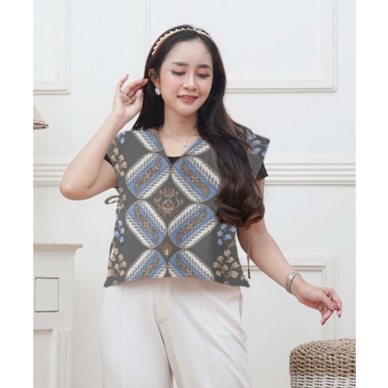 Jual New Vest Batik Atasan Wanita Rompi Baju Kantor kekinian | Shopee Indonesia