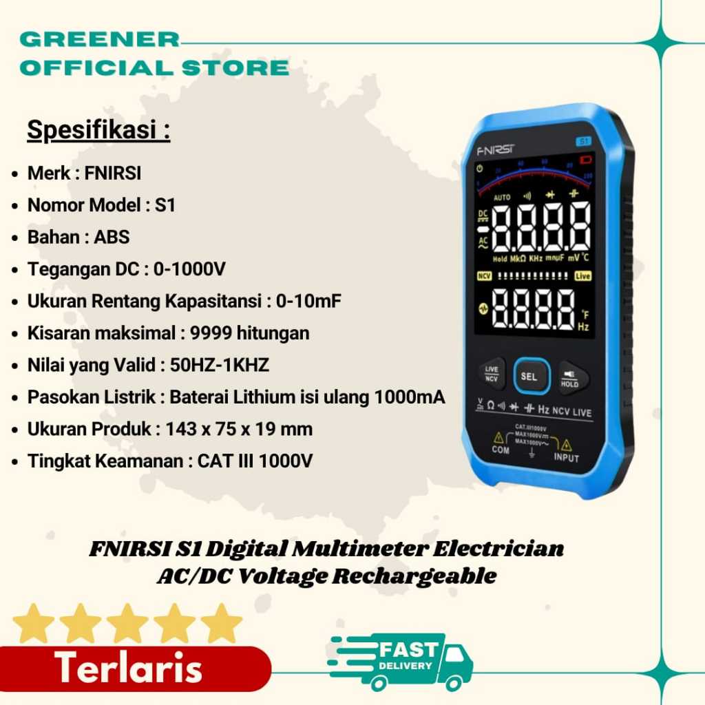 Jual FNIRSI S1 Digital Multimeter Electrician AC/DC Voltage Rechargeable | Shopee Indonesia
