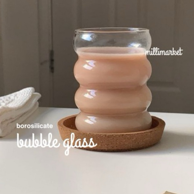 Jual [MILLI] BUBBLE GLASS CUP / Gelas kaca borosilikat aesthetic bentuk ...