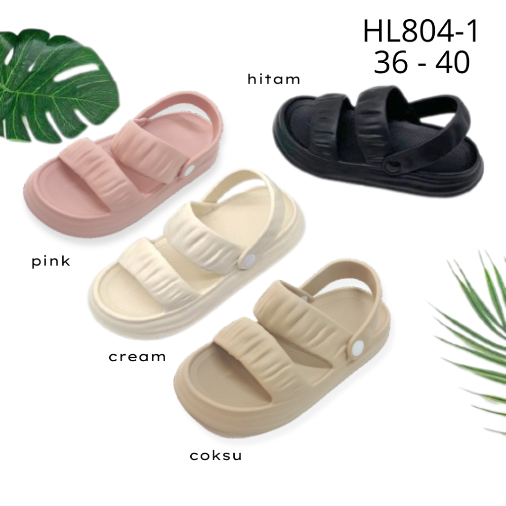 Jual Sandal Wanita Remaja Ala Korea Karet 2 Tali Belakang HL804-1 | Shopee Indonesia
