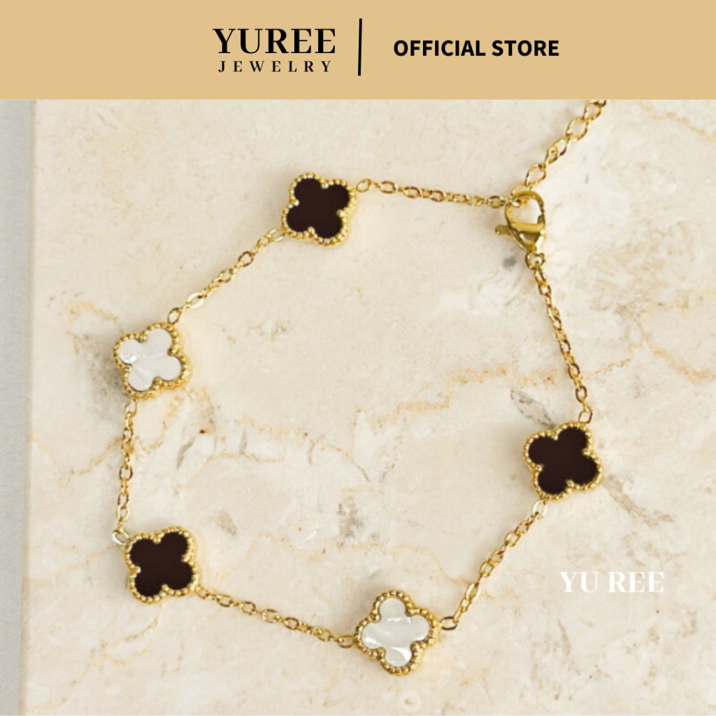 Jual YUREE • Kiara Bracelet • Perhiasan Gelang Clover Titanium • Gelang ...