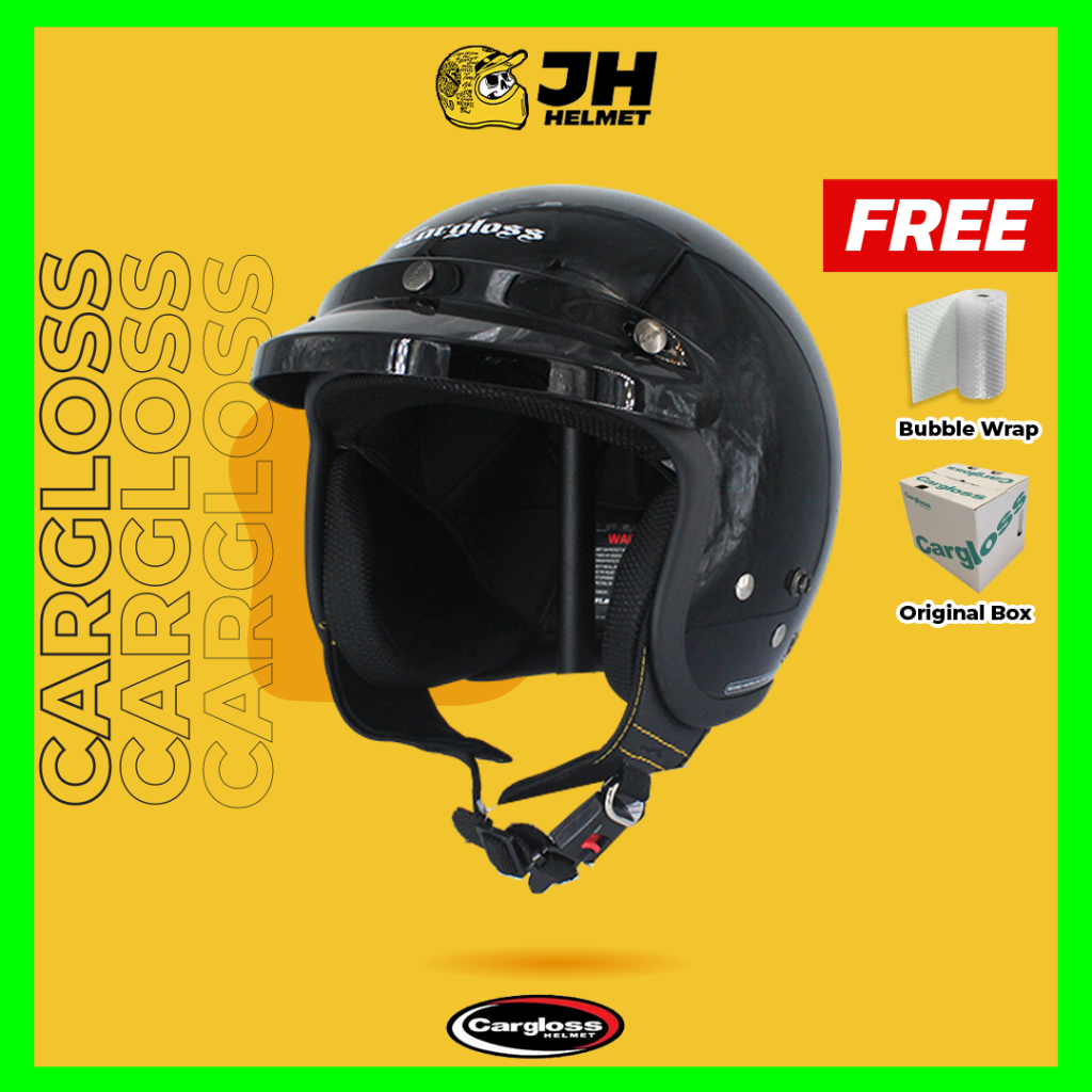 Jual Helm Cargloss Retro Original CFM Solid Deep Black Glossy | Hitam ...