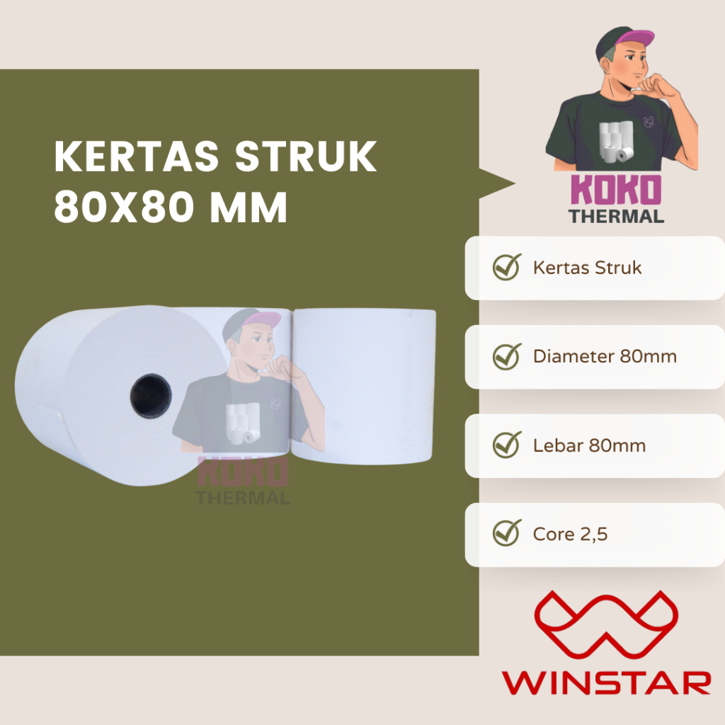 Jual Kertas Struk Thermal 80x80 Winstar Eco | Shopee Indonesia