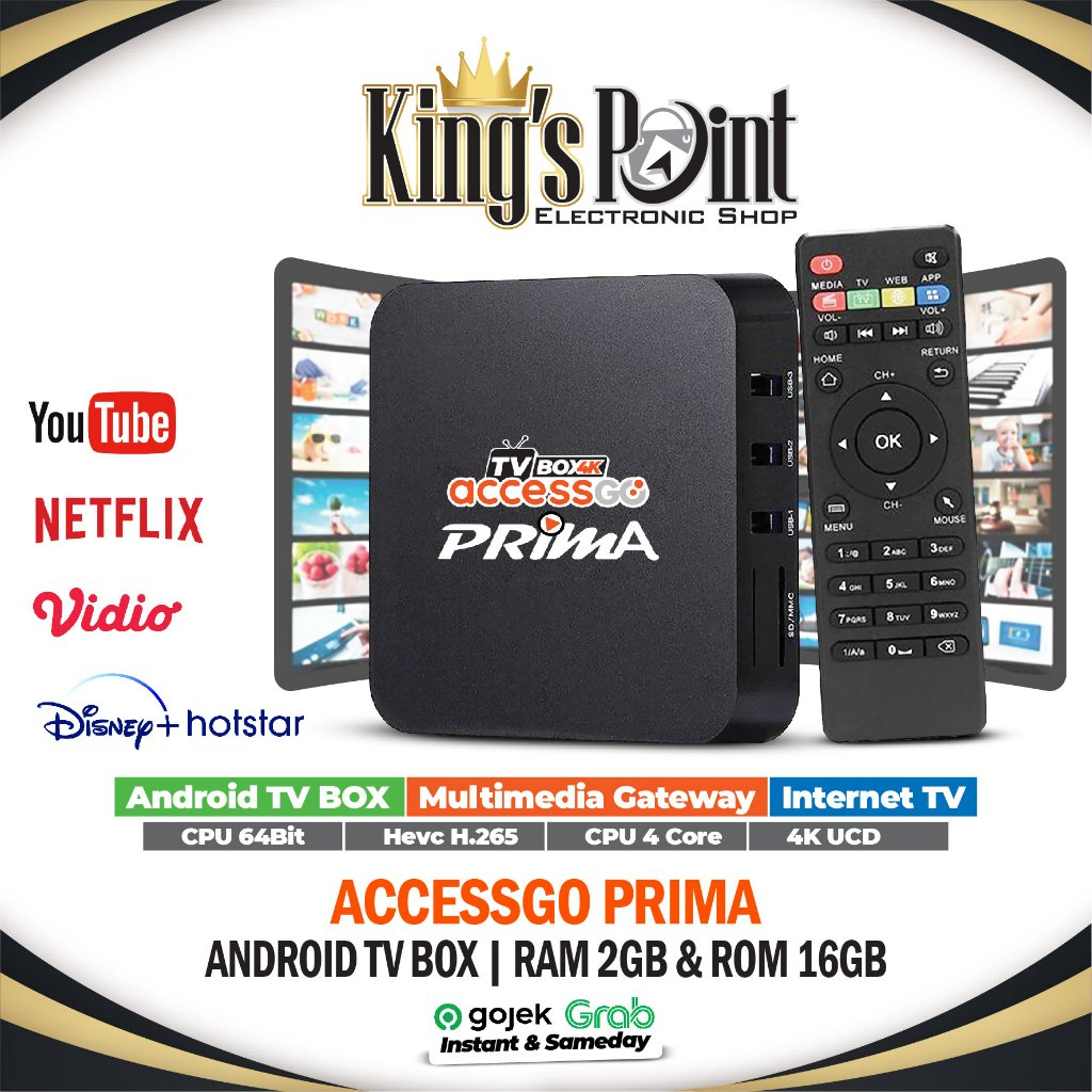 Jual ANDROID TV BOX 4K ACCESSGO PRIMA RAM 2GB & ROM 16GB | Shopee Indonesia
