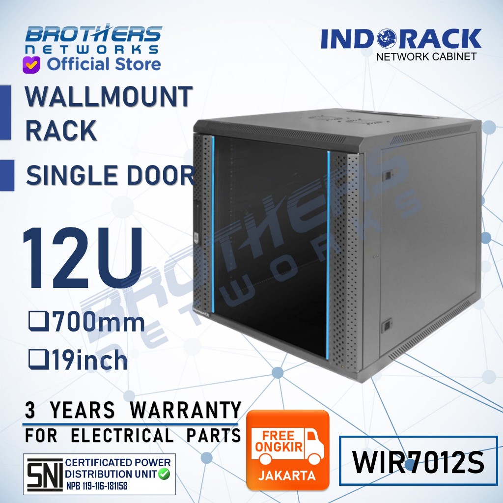 Jual WALLMOUNT INDORACK WIR7012S 12U 700MM - RACK WALL MOUNT SINGLE ...