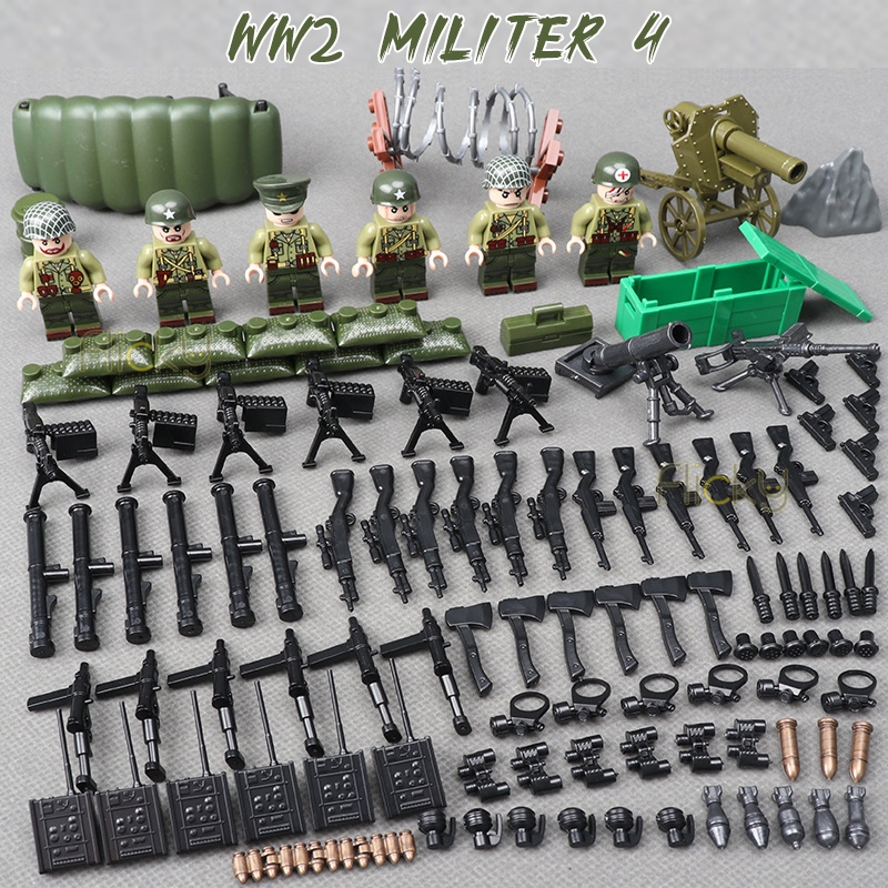 Jual Mainan balok Military Minifigure WW2 Swat Team Pack Building ...