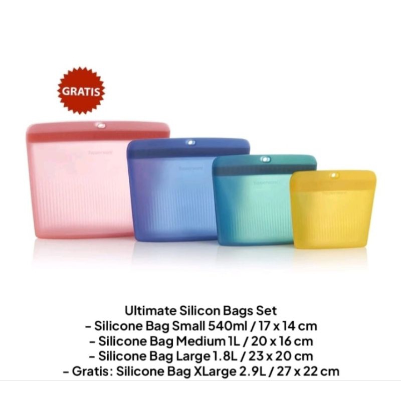 Jual Tupperware 4pcs Ultimate Silicon Bags Set Wadah Penyimpanan ...