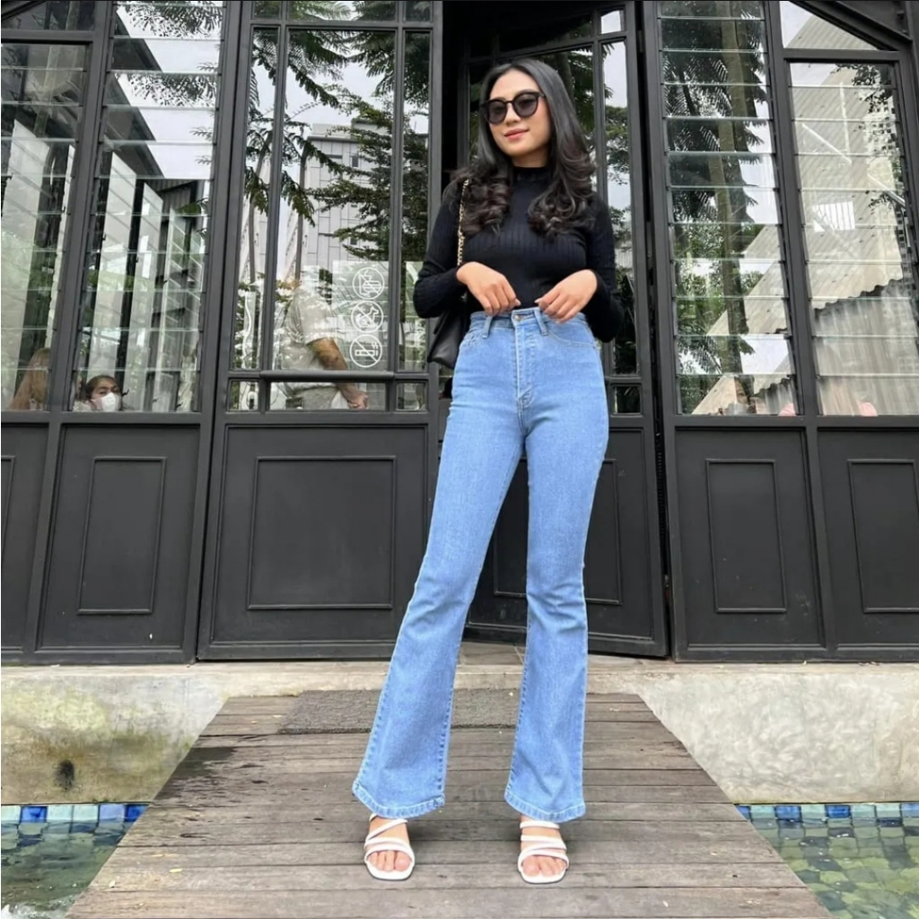 Jual Celana Jeans Cutbray Wanita Premium Highwaist Kekinian | Shopee Indonesia