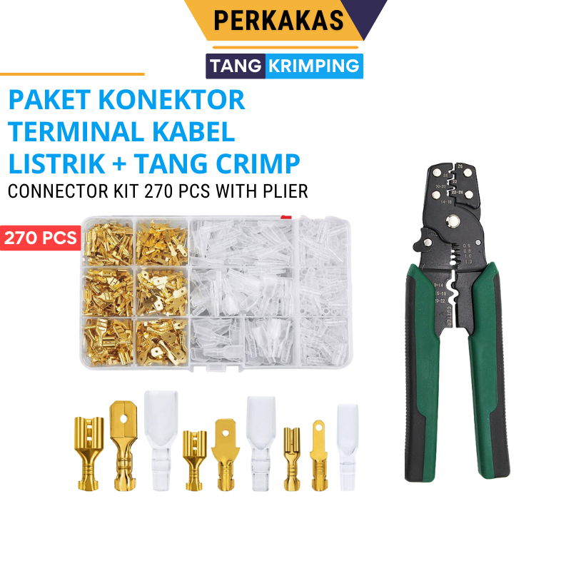 Jual Paket 2 in 1 Tang Kawat Multifungsi + 270 PCS Terminal Crimp ...