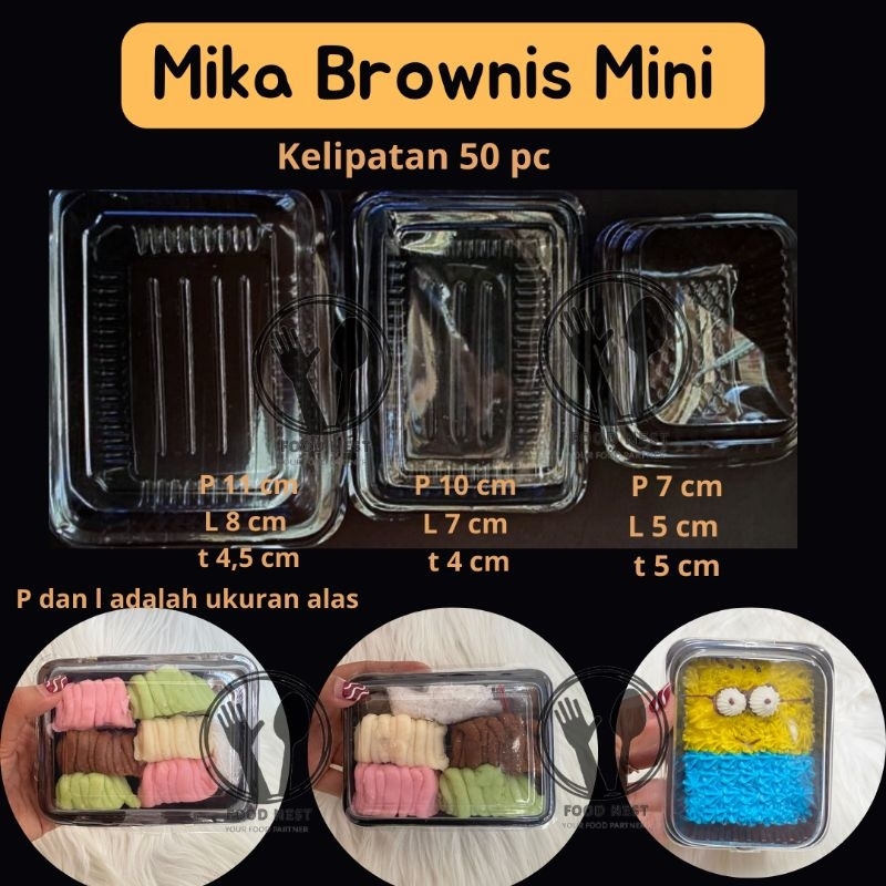 Jual [KELIPATAN 50 PC] MIKA BROWNIES MINI KECIL / KOTAK PUDING KUE TART / KOTAK SNACK / MIKA KUE ...