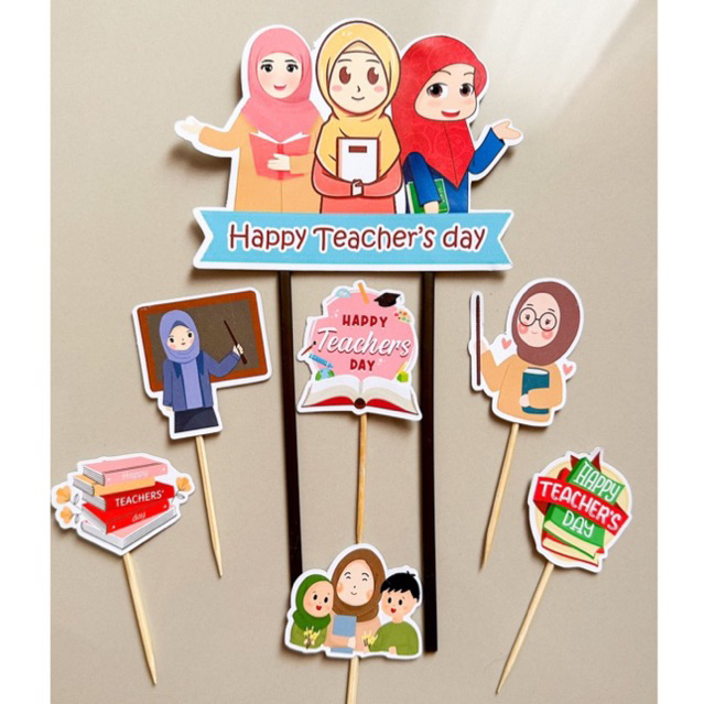 Jual TOPPER TEACHER DAY / TOPPER HARI GURU / CAKE TOPPER HARI GURU ...