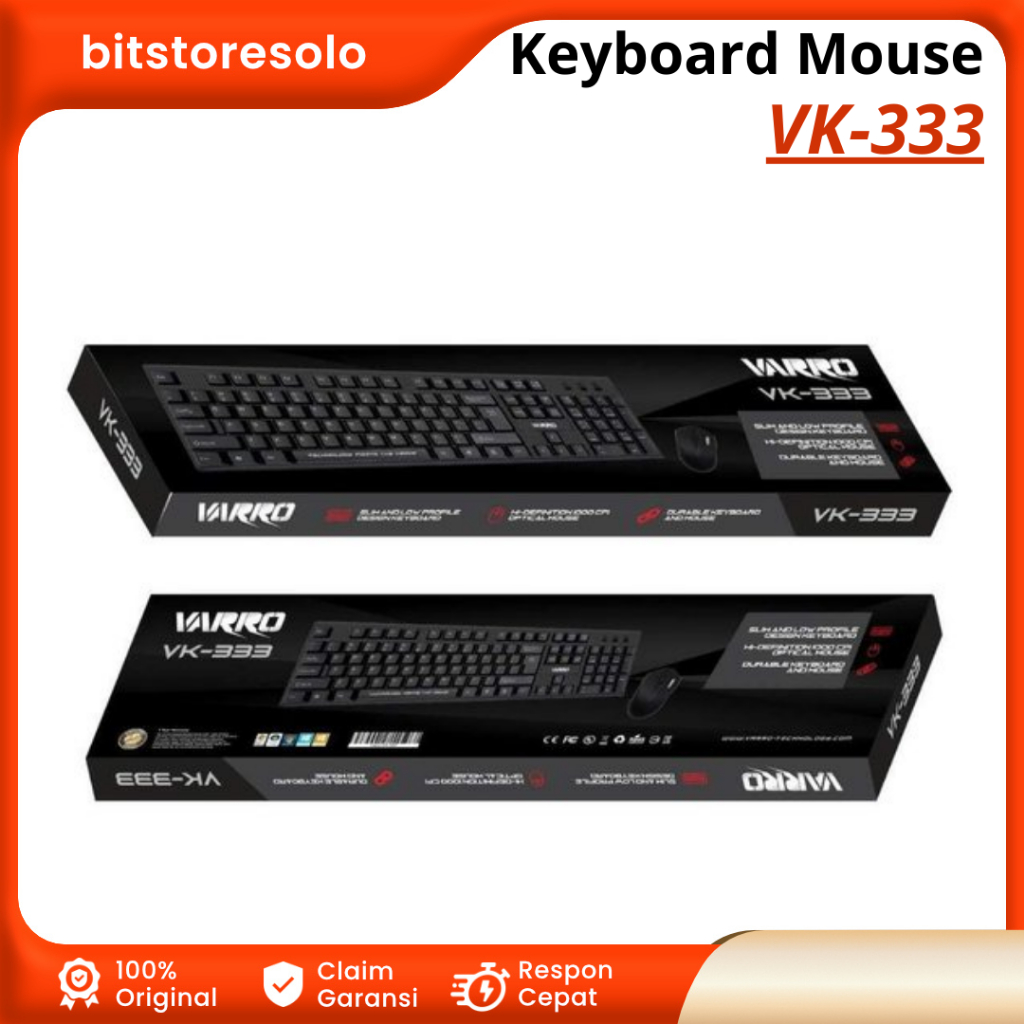 Jual Keyboard Mouse USB PC Komputer Varro VK-333 Office Combo Set ...