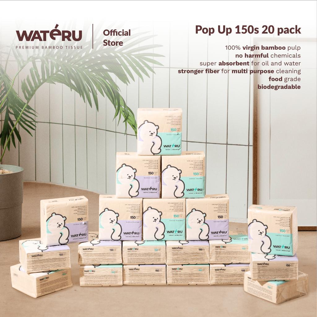 Jual Wateru Natural Bamboo Tissue / Tisu Bambu - PopUp 150s, 20 pack ...
