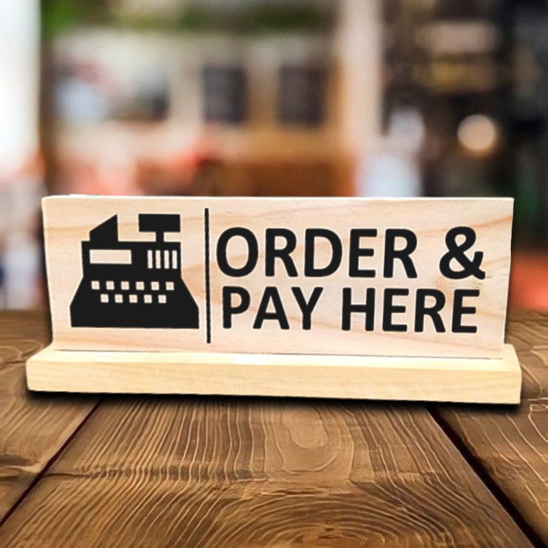 Jual Papan Tanda Meja "Order & Pay Here" Sign Board 30x12 | Shopee ...