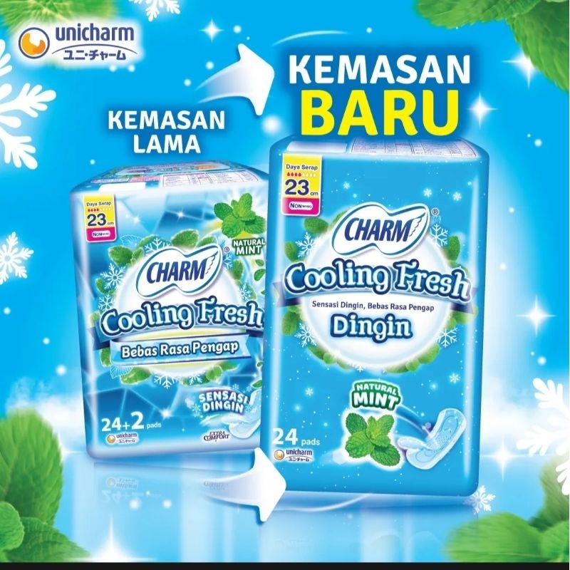 Jual charm cooling fresh 23 cm non wing 24pcs | Shopee Indonesia