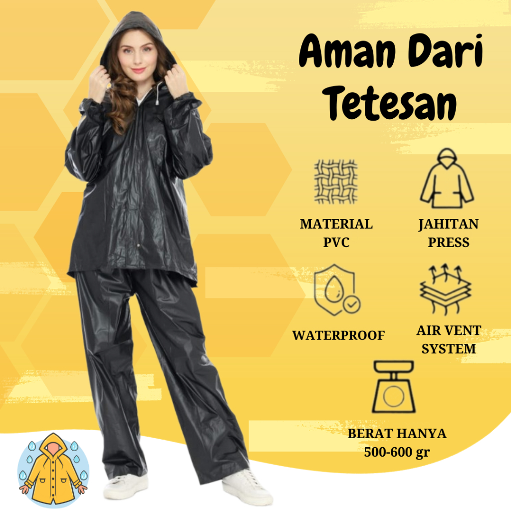 Jual Jas Hujan Pria Dewasa Tebal Mantel Hujan Raincoat Anti Air Anti Rembes Jas Ujan Setelan ...