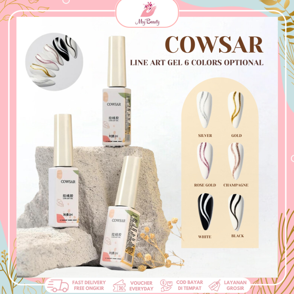 Jual MSY Cowsar Line Gel Metal Nail Art/Kutek Line Gel ShinYPainting Nail/Line Art Gel Untuk ...