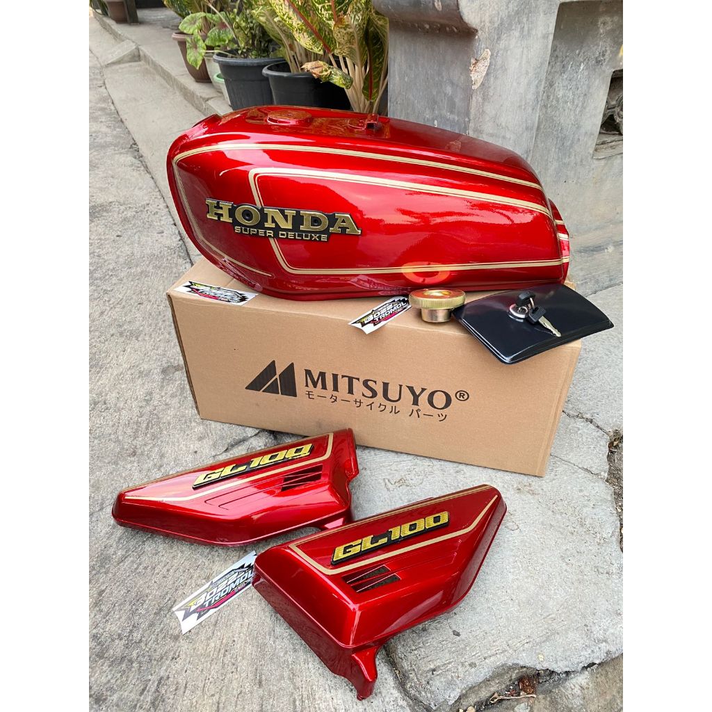 Jual tangki tengki gl 100 gl100 pres pabrik warna merah set bok aki gl ...