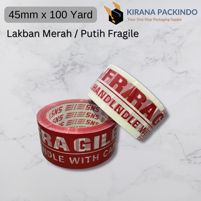 Jual Lakban Fragile Merah / Putih 100Yard 300Yard Selotip Jangan ...