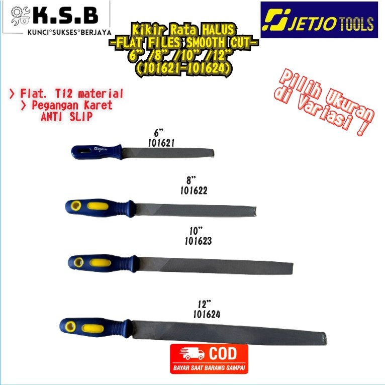 Jual Kikir Rata HALUS 6"/8"/10"/12" / FLAT FILES ( Smooth Cut ) JETJO ...