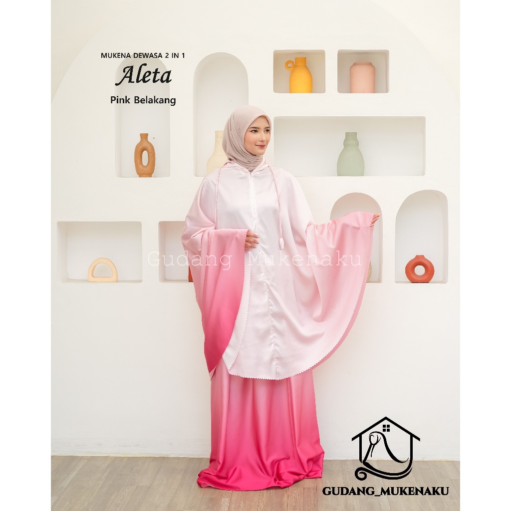 Jual MUKENA DEWASA JUMBO ALETA BAHAN SILK GRADASI OMBRE TRAVEL 2IN1 ...