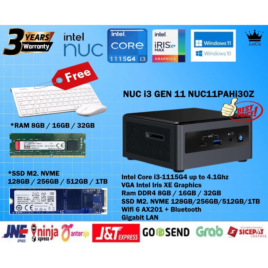 Jual INTEL NUC 11PAHi30Z Gen11 Mini PC Barebone Intel Core i37 1115G4 4,1GHz, NUC11 PAHi30Z ...