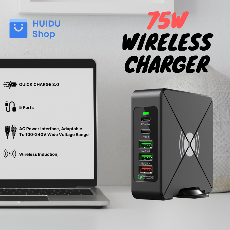 Jual DIMAX charger multi-function 75W charger QC3.0 PD multi-power 5-port USB charging station ...