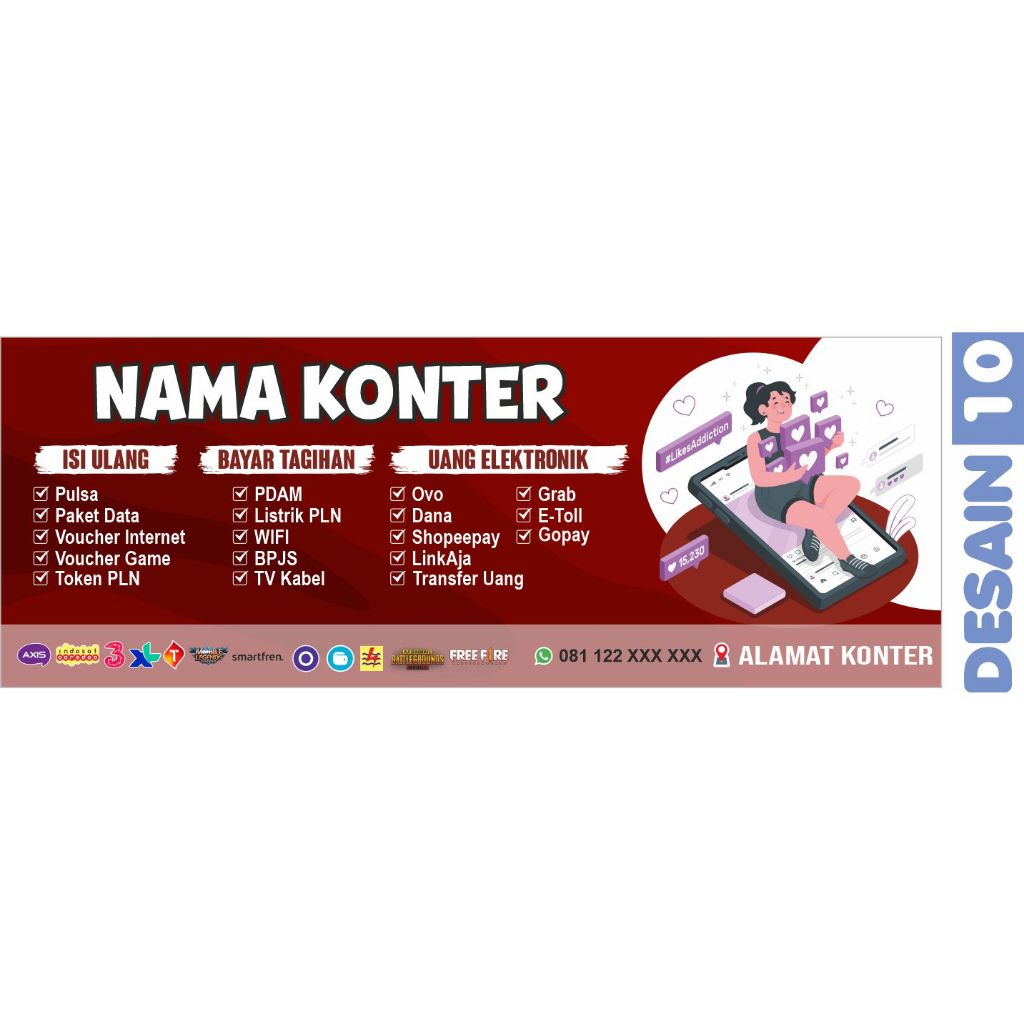 Jual Banner Konter Spanduk Konter Pulsa Bisa Custom Ukuran | Shopee ...