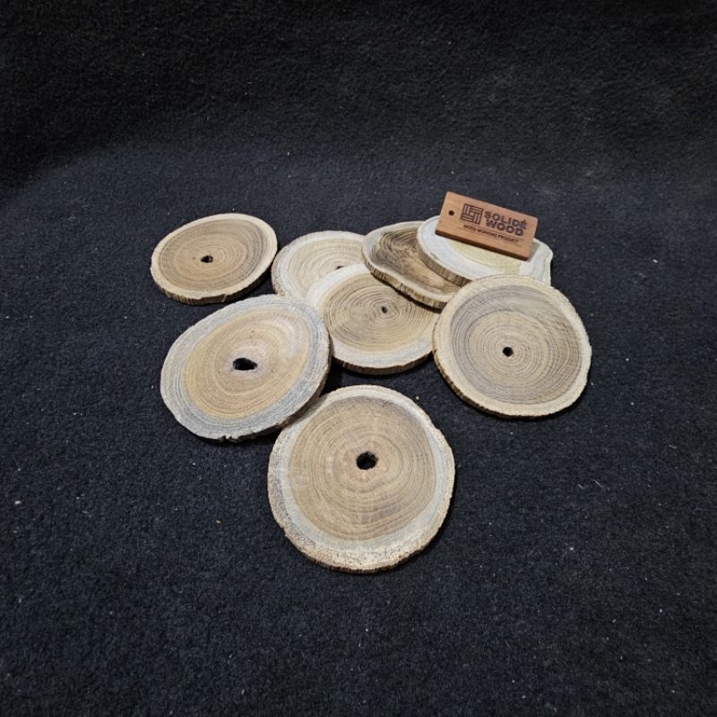 Jual wood slice 8cm - 9cm potongan log kayu Jati Rustlic wooden slices ...