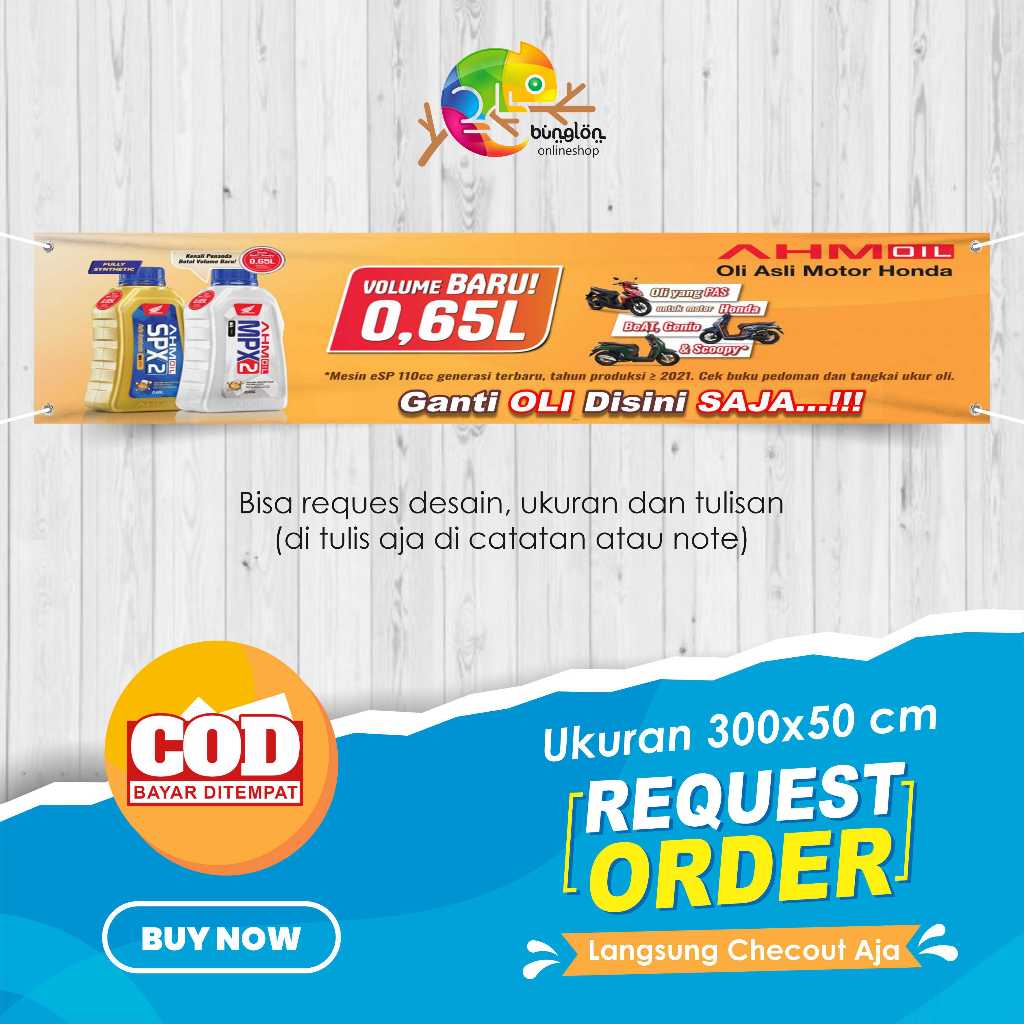 Jual Spanduk Banner 300X50 AHM Ganti Oli Motor | Shopee Indonesia