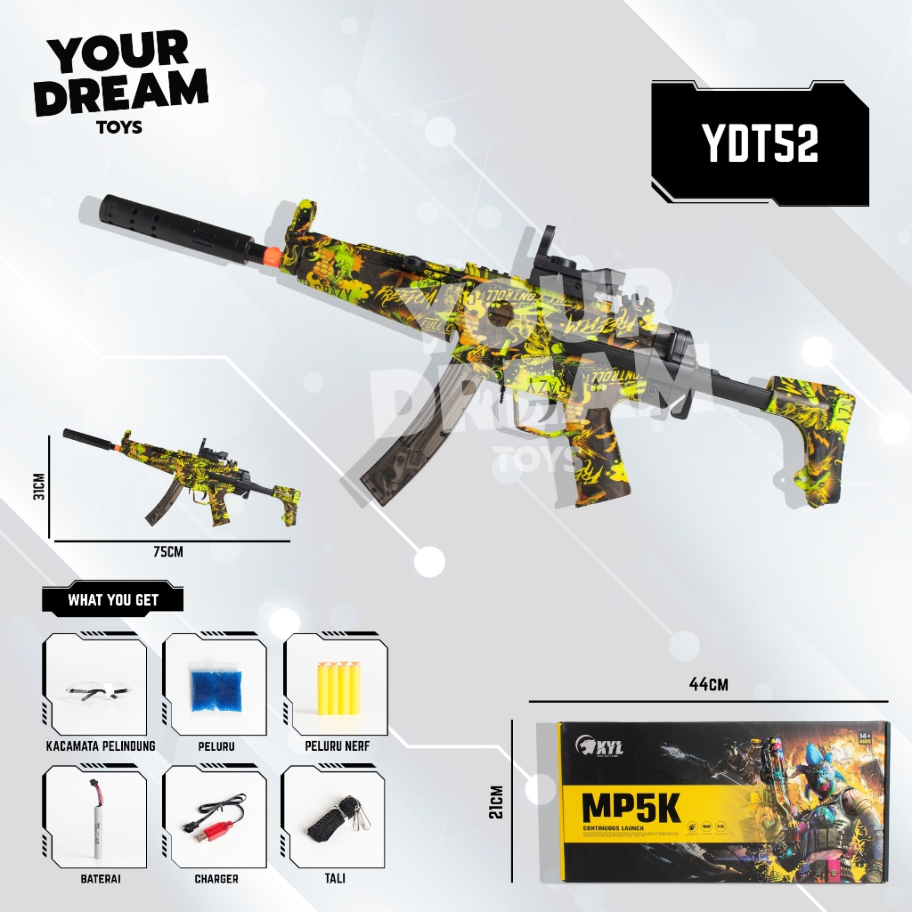 Jual Mainan Gel Blaster MP5K WGG WGB MP5K XYL Little Moon Kids Edtions ...