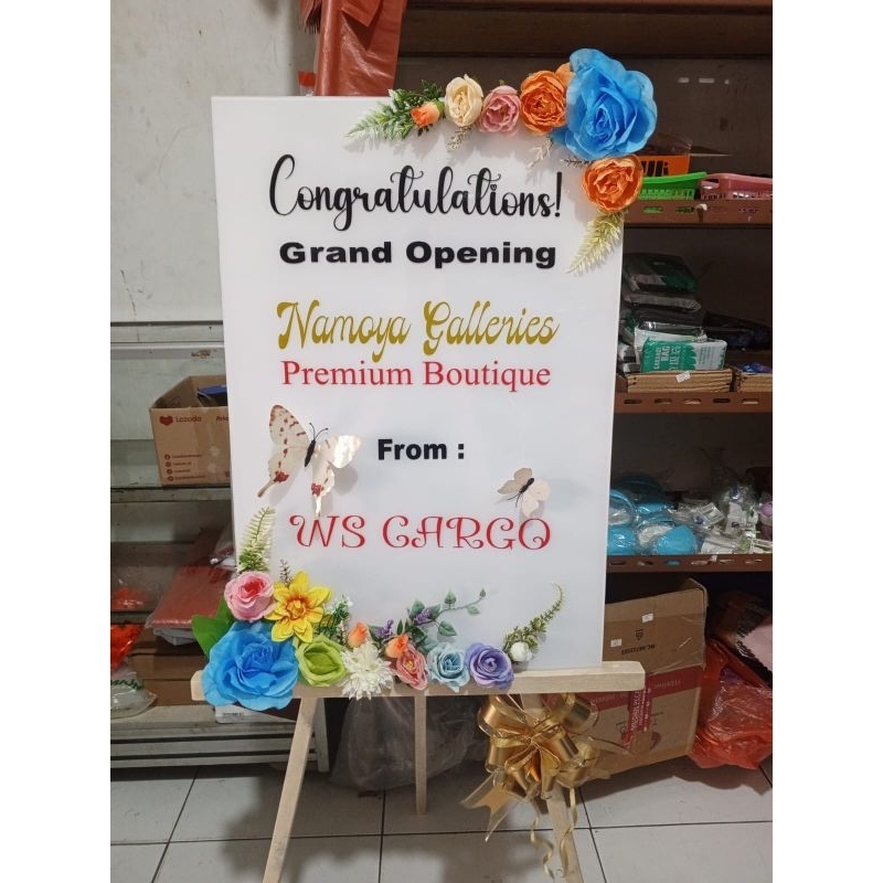 Jual Standing Acrylic Akrilik Papan Bunga Grand Opening Wisuda Happy ...